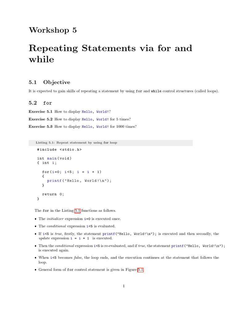 Mastering Loops in C: For & While | PDF | Programming Paradigms | Computer Programming