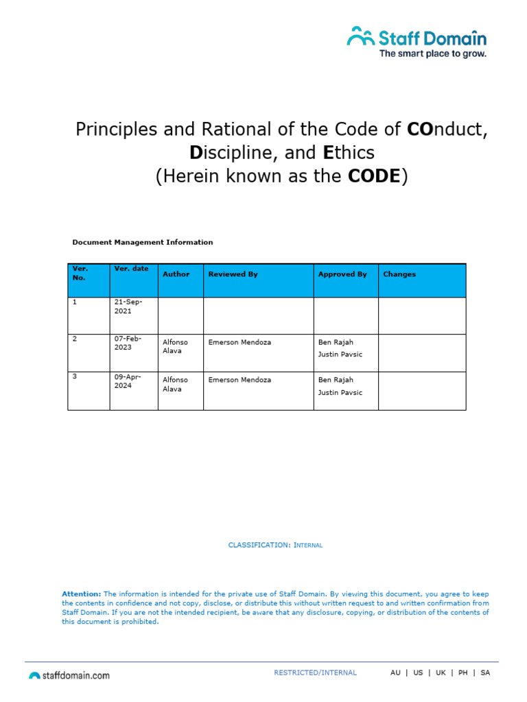 Staff Domain Code of Conduct Version 3.0 | PDF | Employment | Fraud