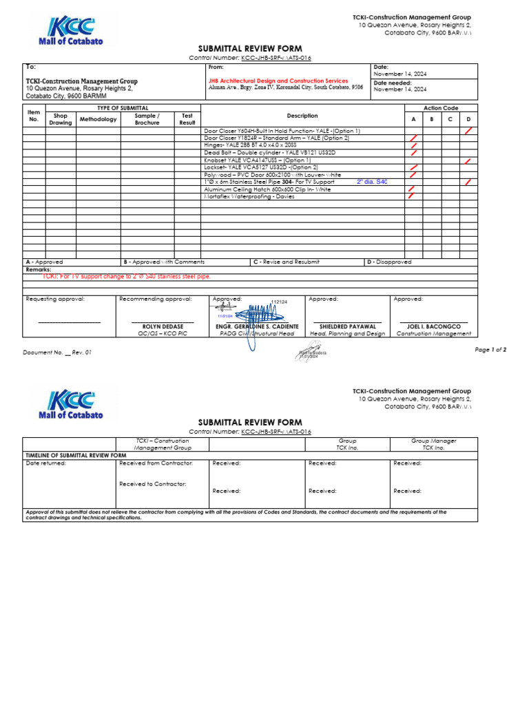 016 Submittal Review Form 1 | PDF