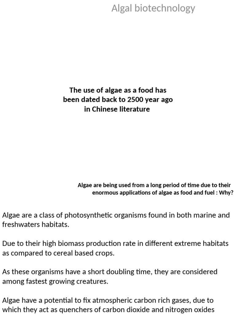 Algal Biotechnology | PDF | Biofuel | Algae