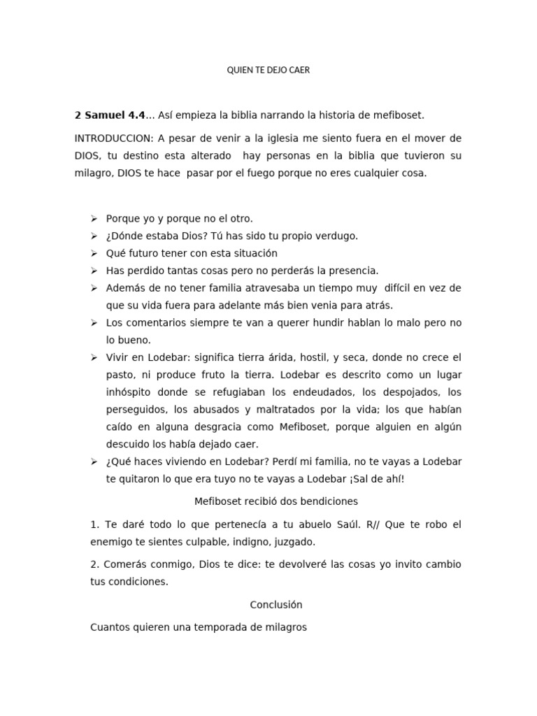 Mefiboset: De Lodebar a la Bendición | PDF