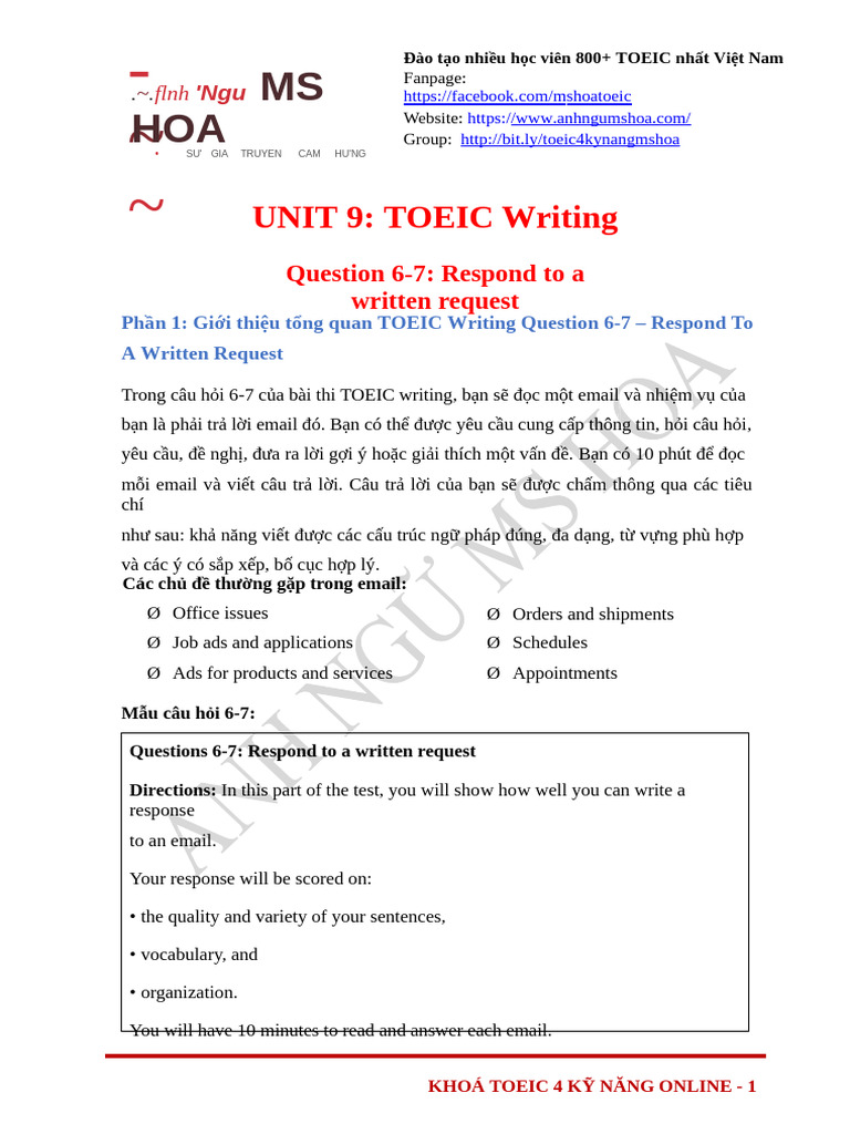 Unit 9 Reponse To A Written Request PDF | PDF