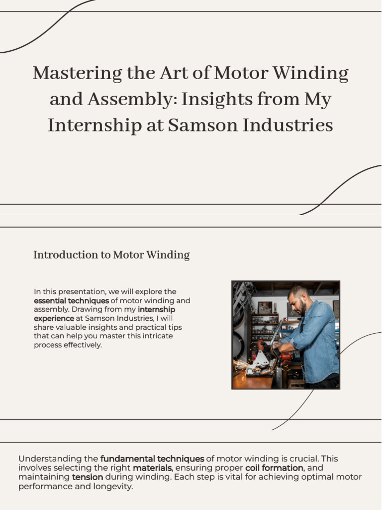Slidesgo Mastering The Art of Motor Winding and Assembly Insights From My Internship at Samson ...