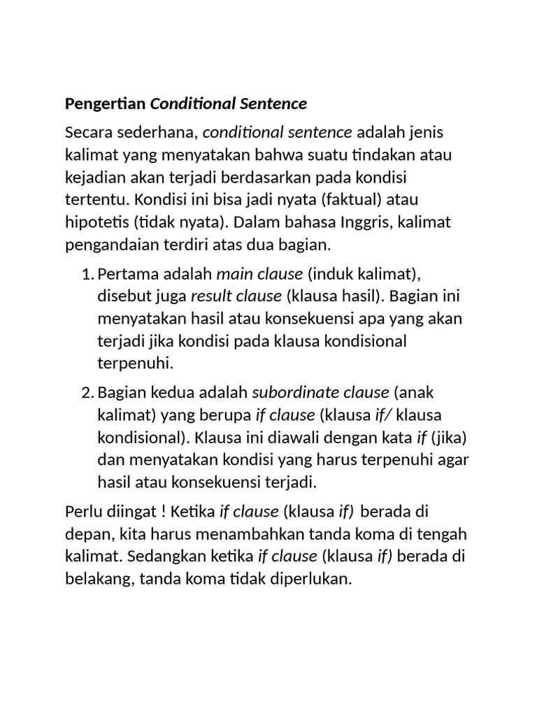 Pengertian dan Jenis Conditional Sentence | PDF