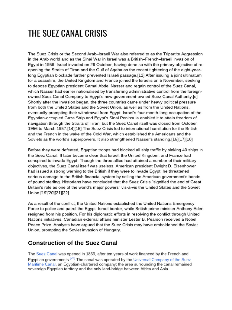 MUN THE SUEZ CANAL llll | PDF | Suez Crisis | Suez Canal