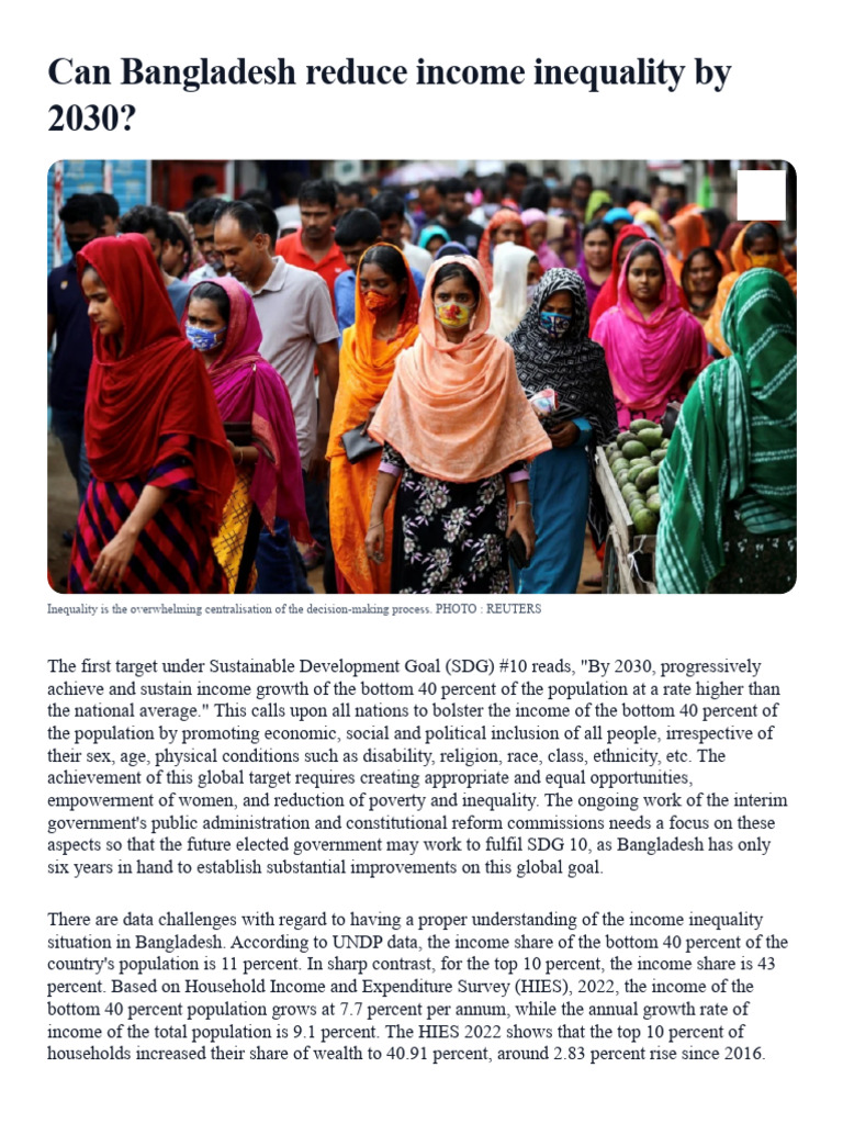 Can Bangladesh Reduce Income Inequality by 2030. | PDF | Economic ...