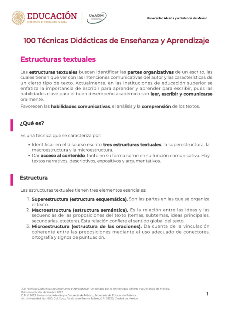 Estructuras Textuales | PDF | Enseñando | Comprensión lectora