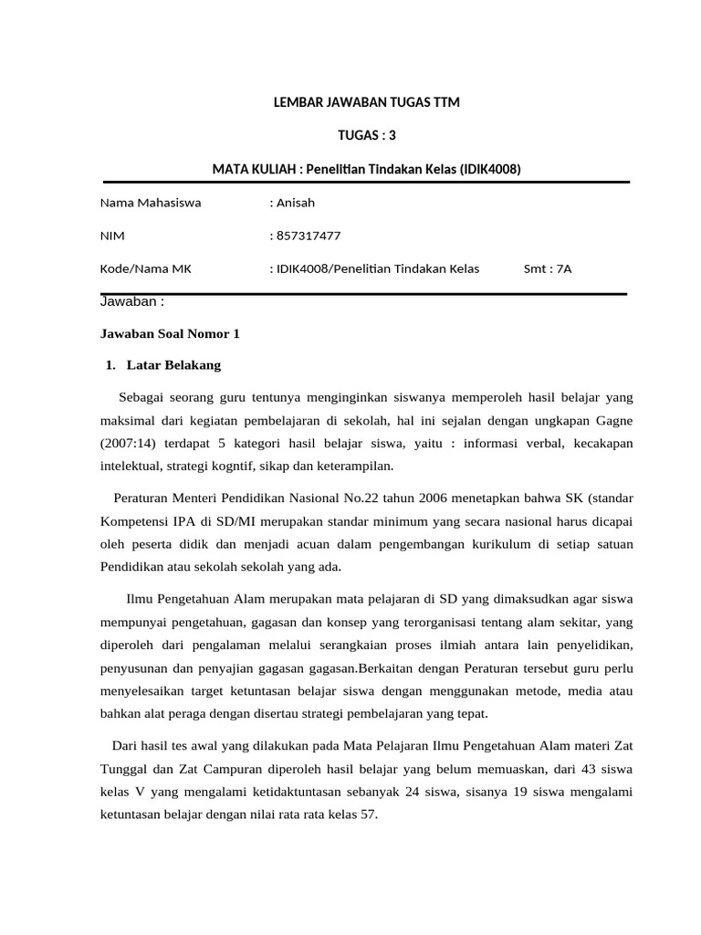 TTM 3 PTK - Anisah7A | PDF