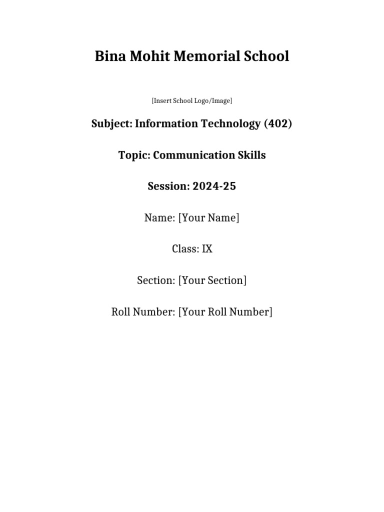 Communication Skills Practical File | PDF | Communication | Nonverbal ...