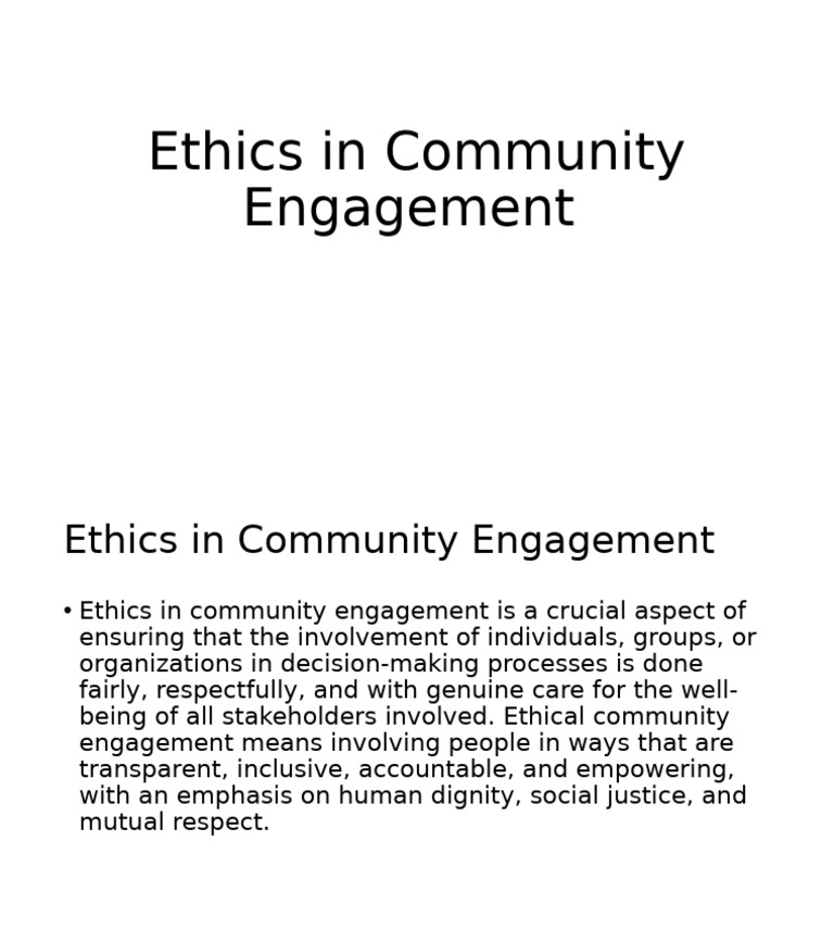Ethical Principles in Community Engagement | PDF