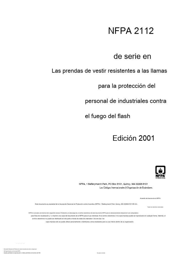 NFPA 2112 2001.en - Es | PDF | Estandarización | Adopción