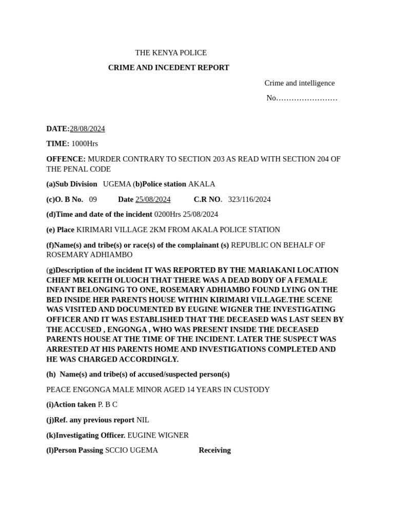 Crime and Incident Report | PDF | Justice | Crime & Violence
