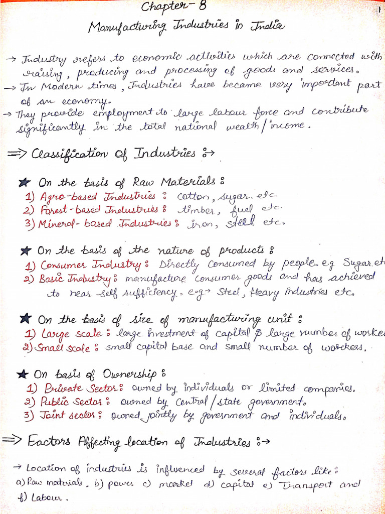 CH 8 - Manufacturing Industries in India | PDF