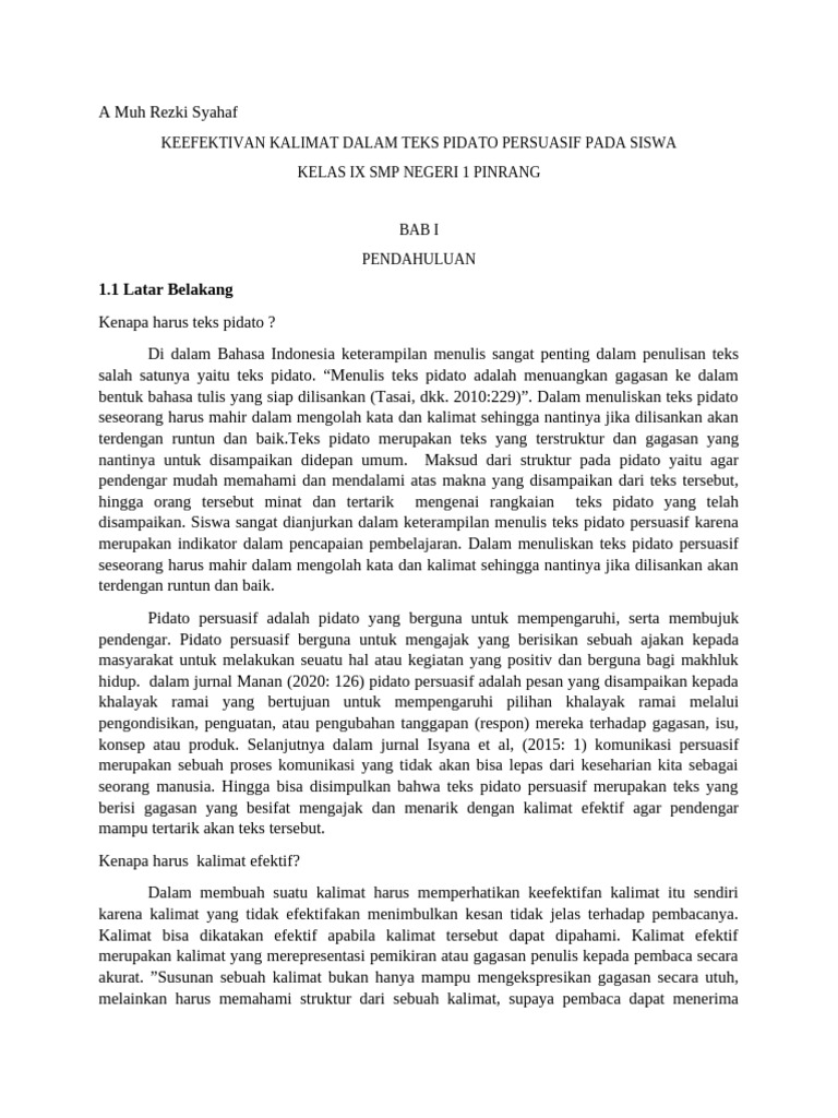 Keefektifan Kalimat dalam Pidato Siswa | PDF | Karier & Perkembangan ...