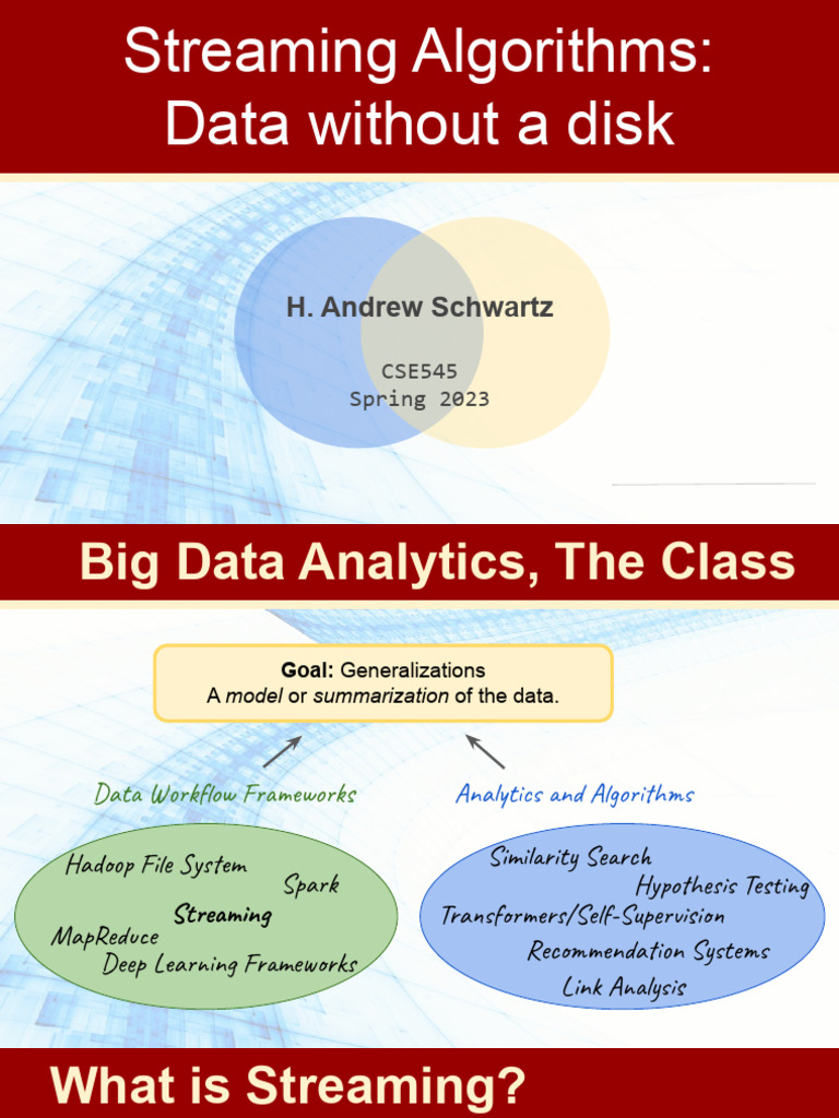 CSE545 Sp23 (2) Streaming Algorithms 2-4 | PDF | Variance | Apache Spark