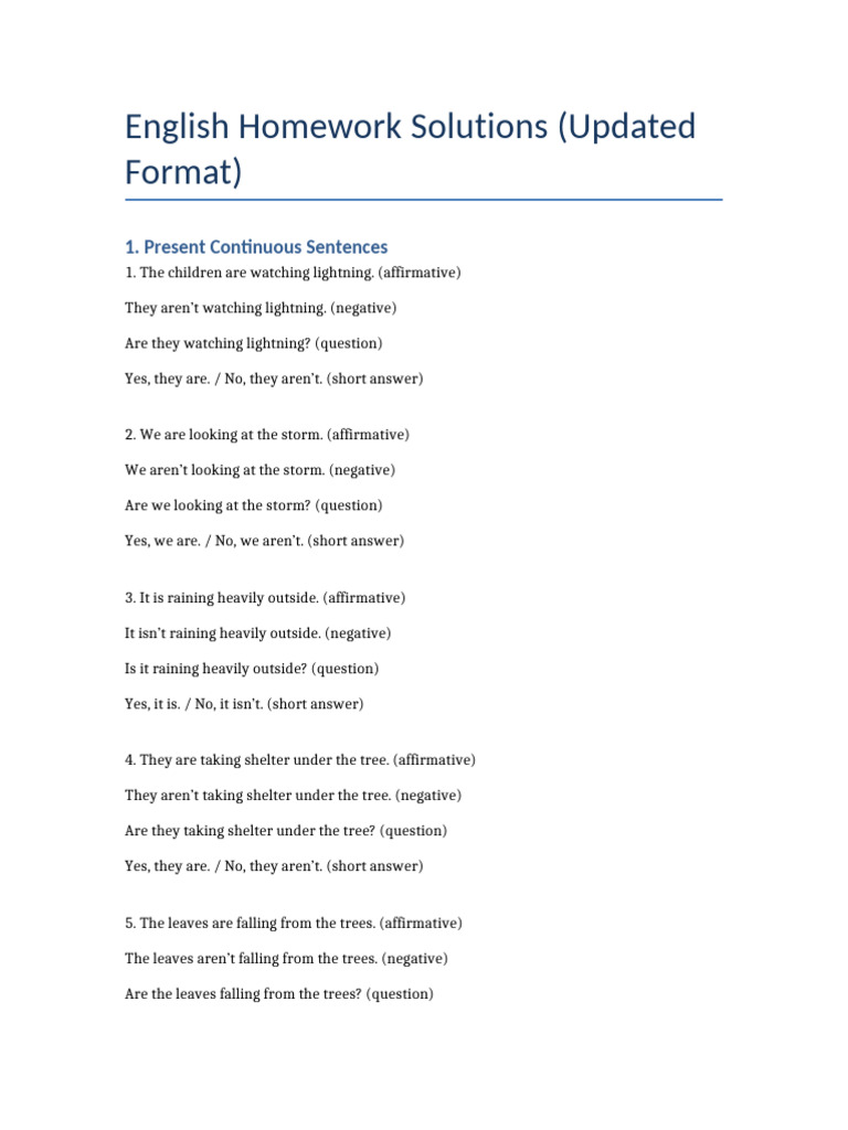 English Homework Solutions Updated Format | PDF