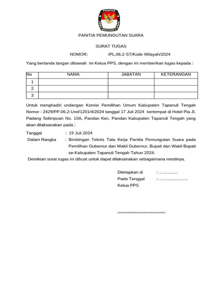 Format SPT PPS Untuk Kegiatan Bimtek | PDF | Politik | Ilmu Sosial