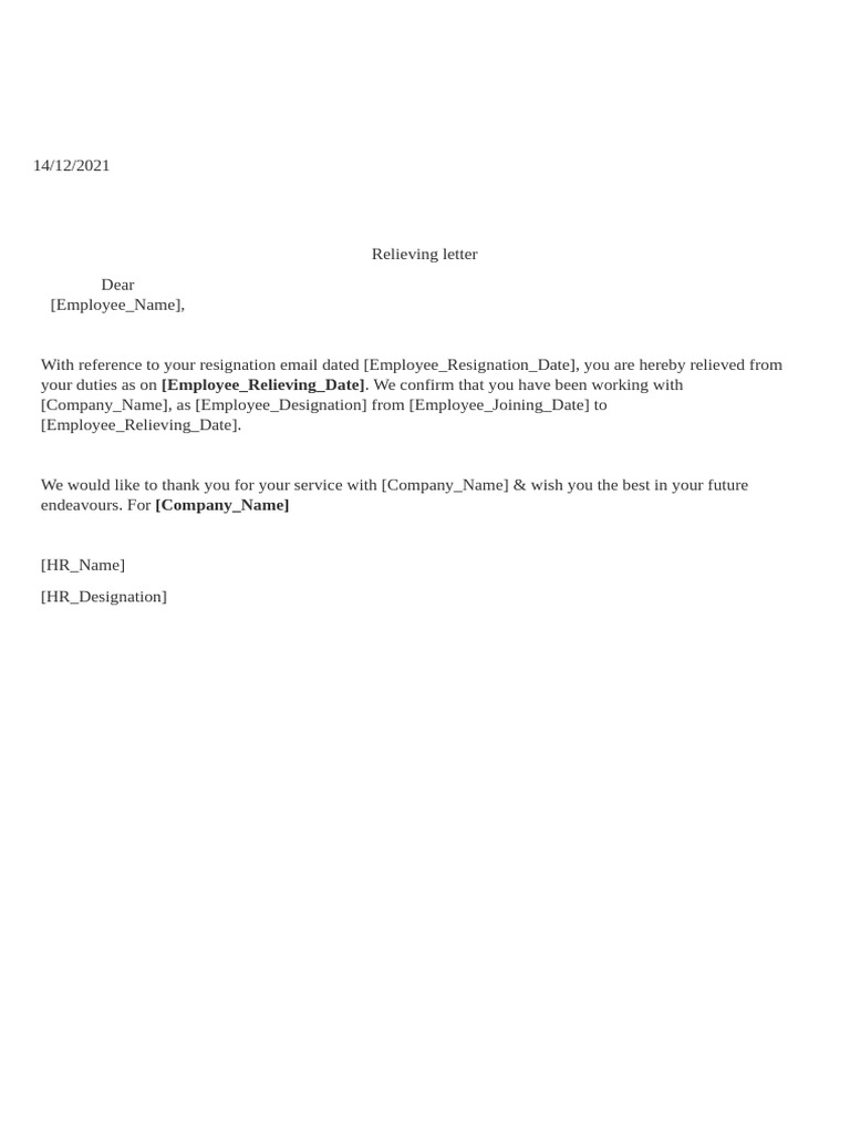 Employee Relieving Letter | PDF | Career & Growth