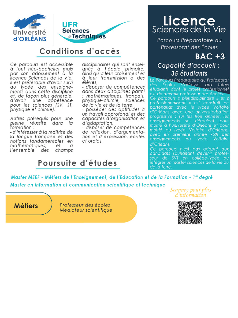 Universite Orleans Licence PPPE 2023 | PDF