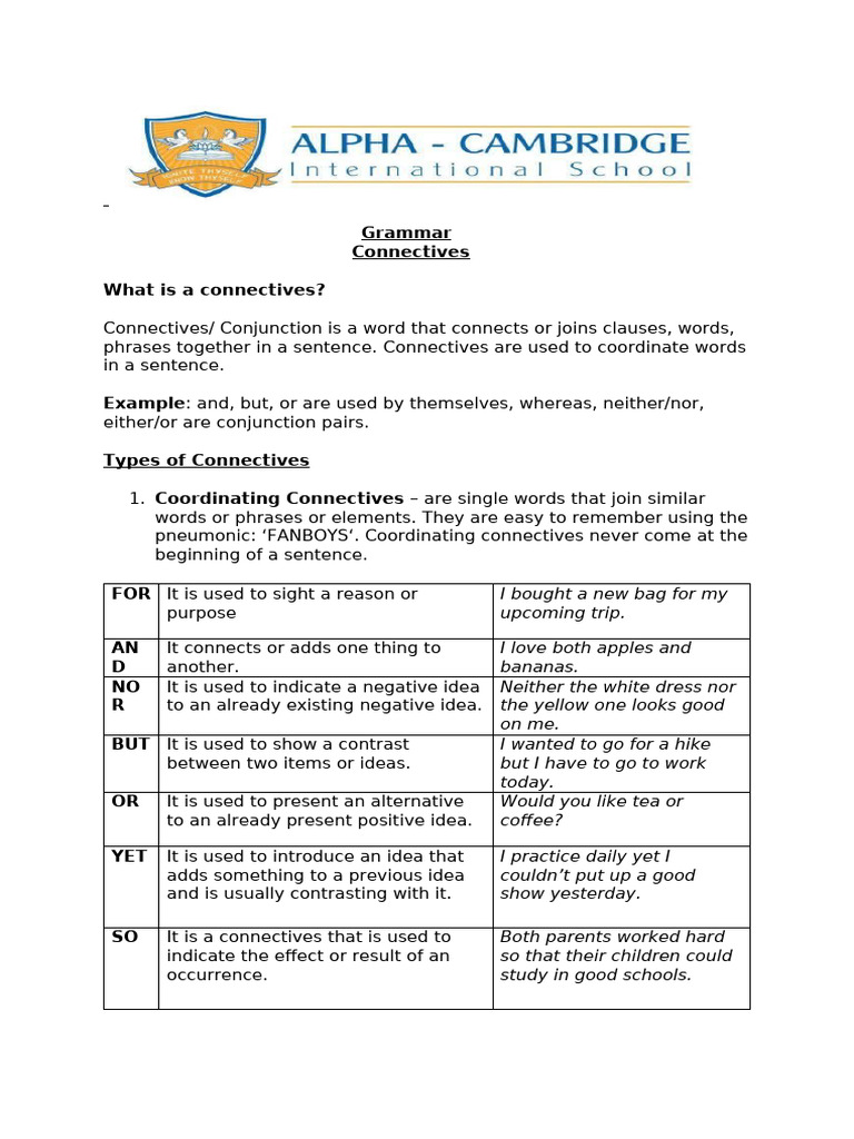 Grammar-connectives - NOTES | PDF | Semantics | Linguistics