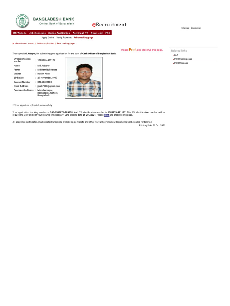 Application Tracking Number | PDF