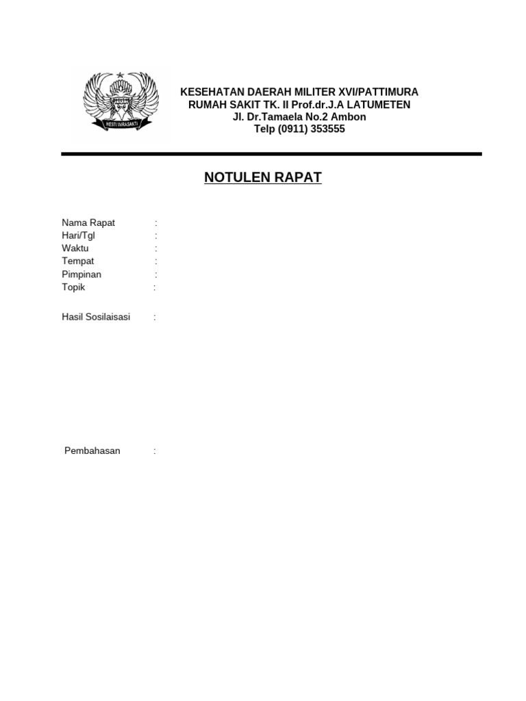 Notulen Rapat Kosong | PDF