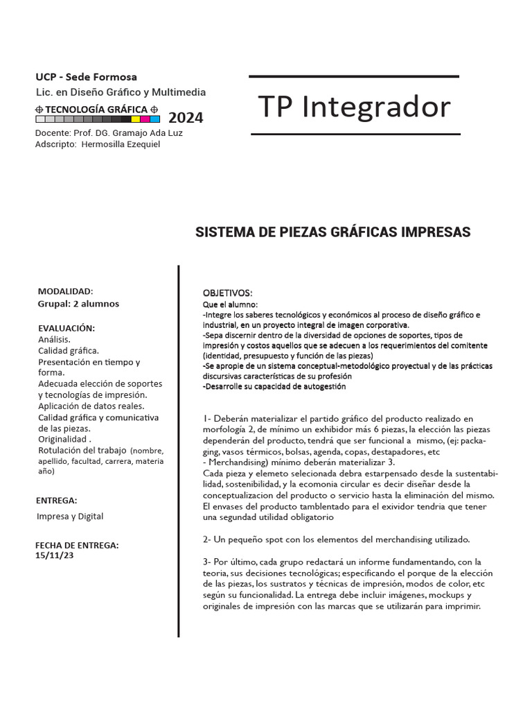 Guía TP Integrador Tecnología Gráfica 2024 | PDF