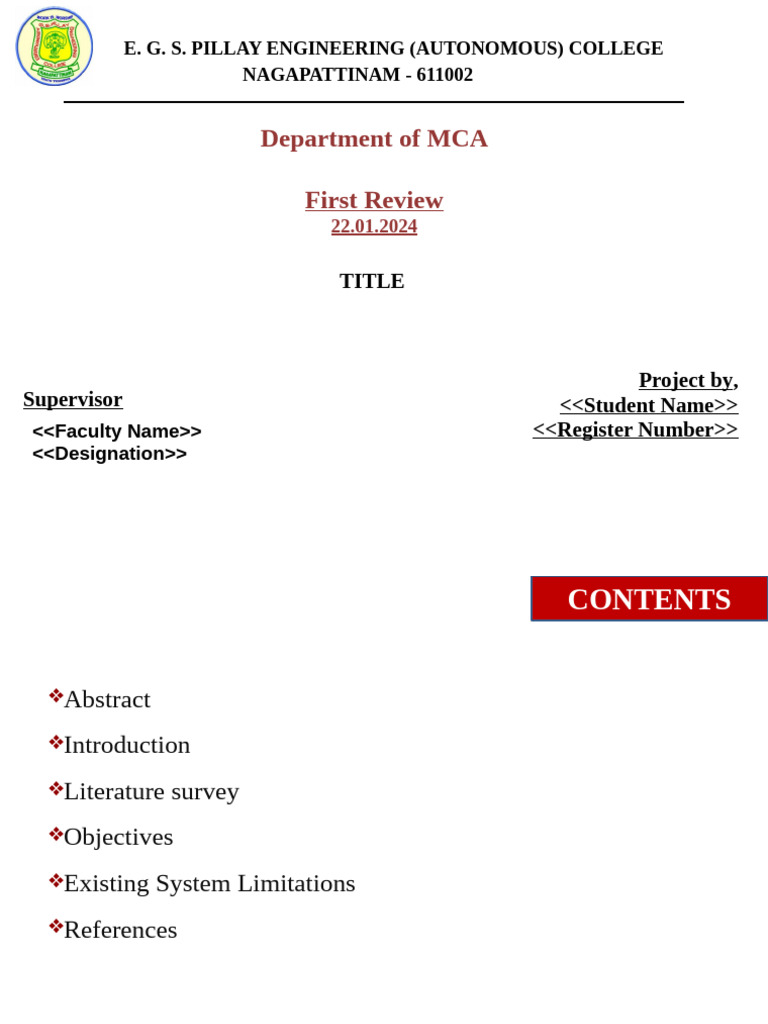 MCA Project First Review 2024 | PDF | Technology & Engineering