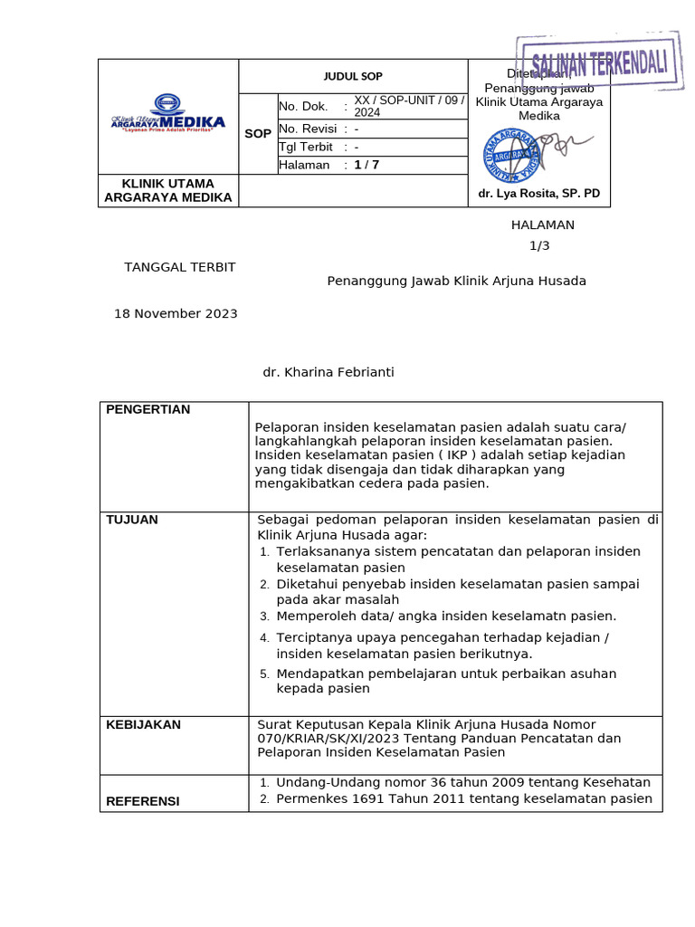Bab 2 Sop Pelaporan Insiden Internal | PDF