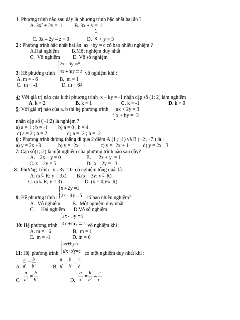De Kiem Tra Giua Ky 2 Toan 9 20 Cau Trac Nghiem | PDF