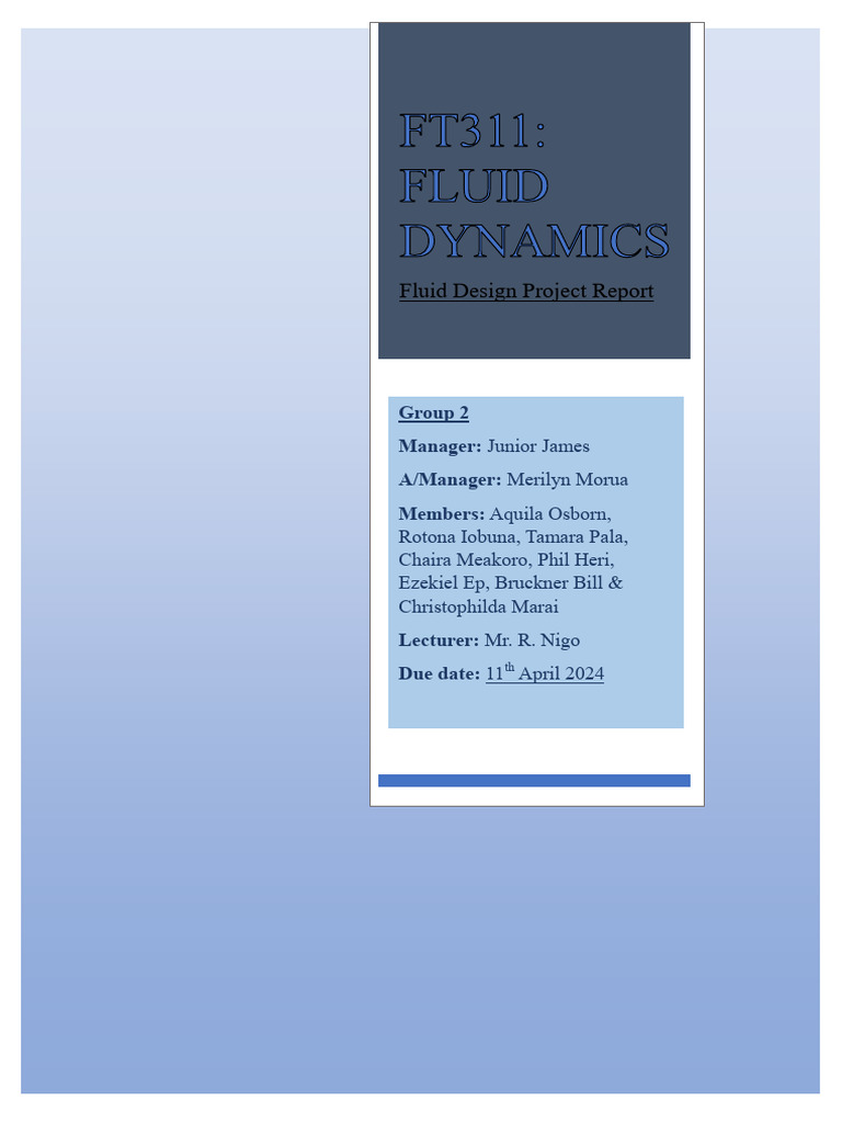 Fluid Dynamics Project Report-1 | PDF | Pump | Pipe (Fluid Conveyance)