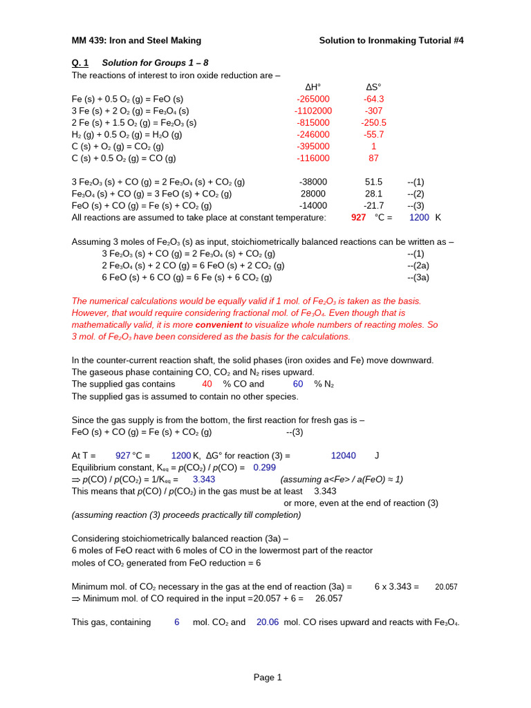 Tutorial-4 (Solution) | PDF | Stoichiometry | Materials Tutorial-4 (Solution) | PDF | Stoichiometry | Materials