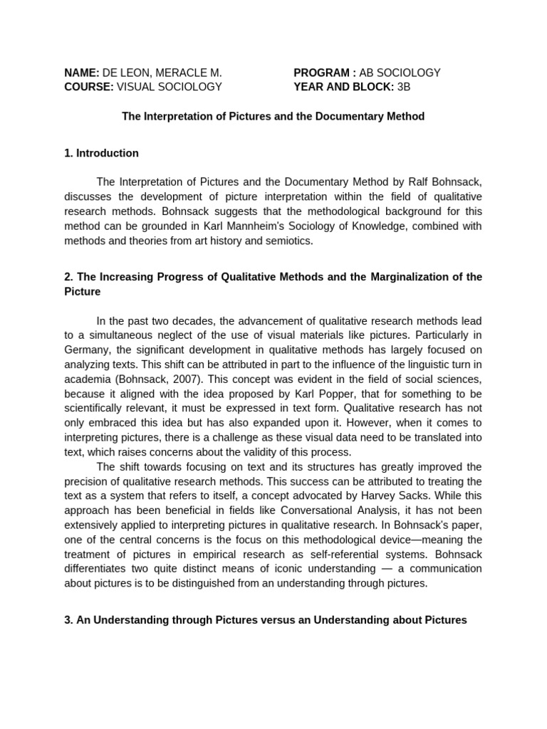 Visual Sociology - Summary | PDF | Qualitative Research | Methodology