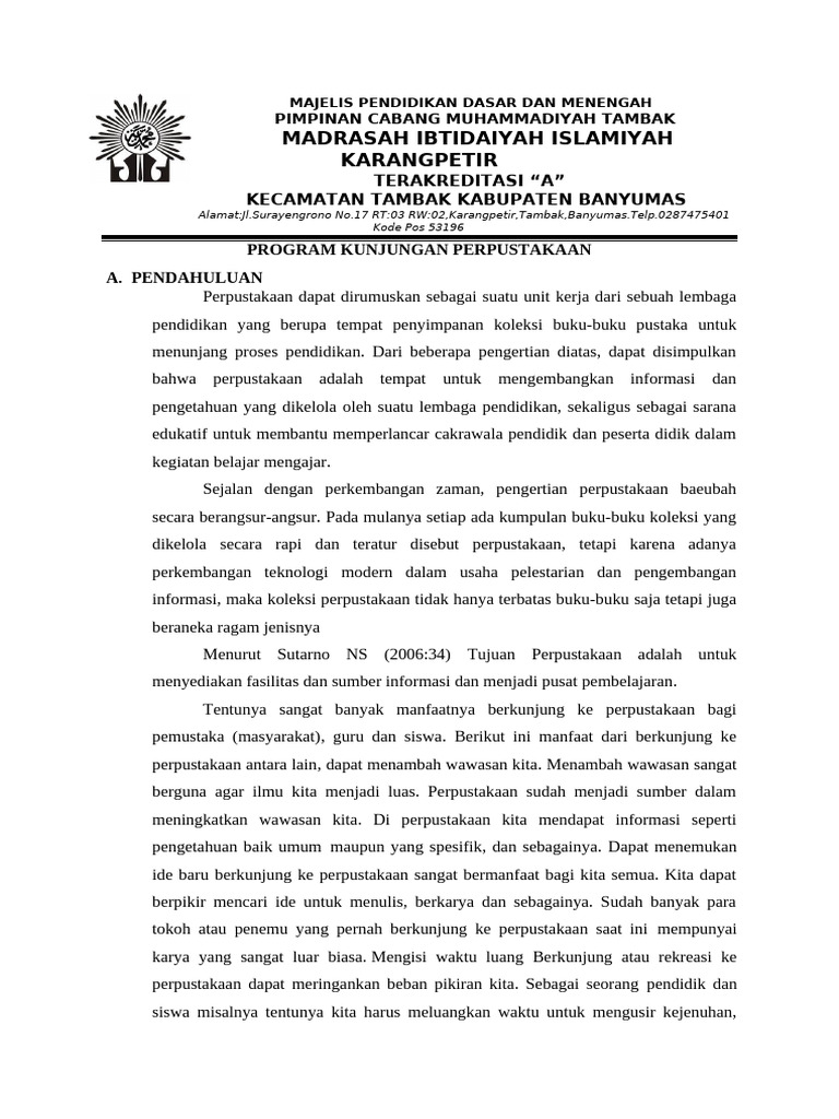 Program Kunjungan Perpus | PDF | Karier & Perkembangan