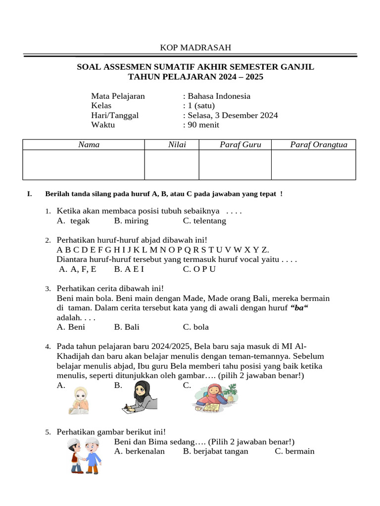 Soal SAS Ganjil Bahasa Indonesia Kurmer | PDF | Seni & Disiplin Bahasa | Kajian Bahasa Asing