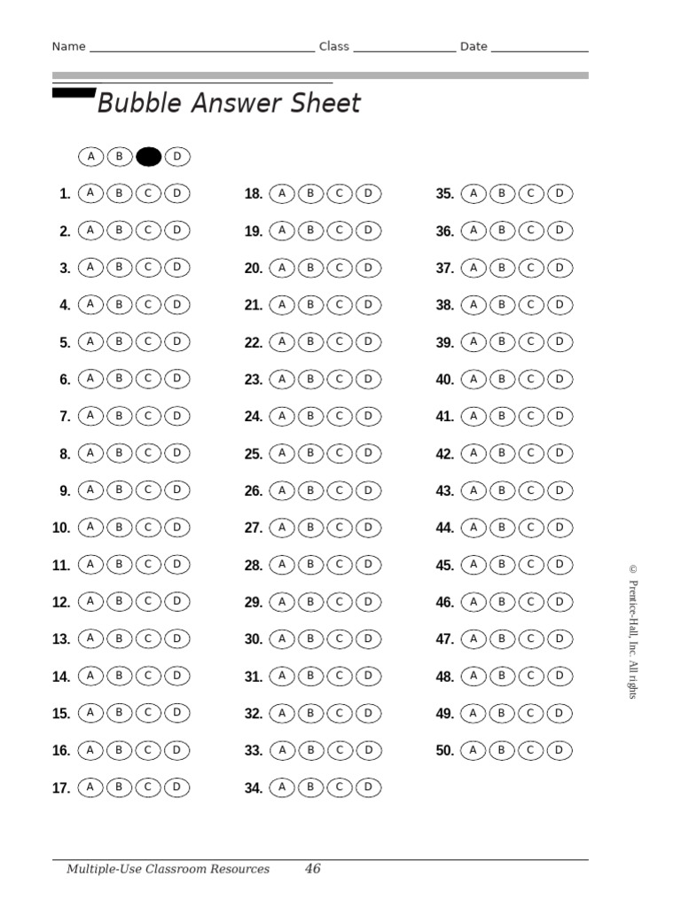 Bubble Answer Sheet Template | PDF | Teaching Methods & Materials