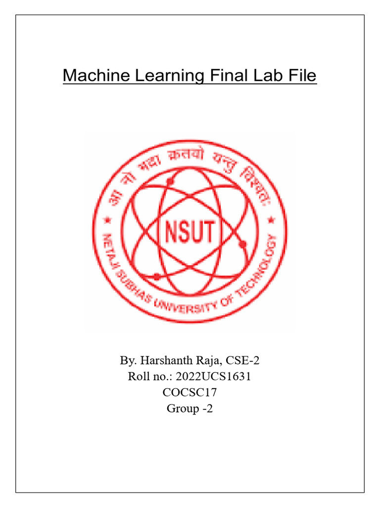 ML Final Prac | PDF | Principal Component Analysis | Artificial Neural Network