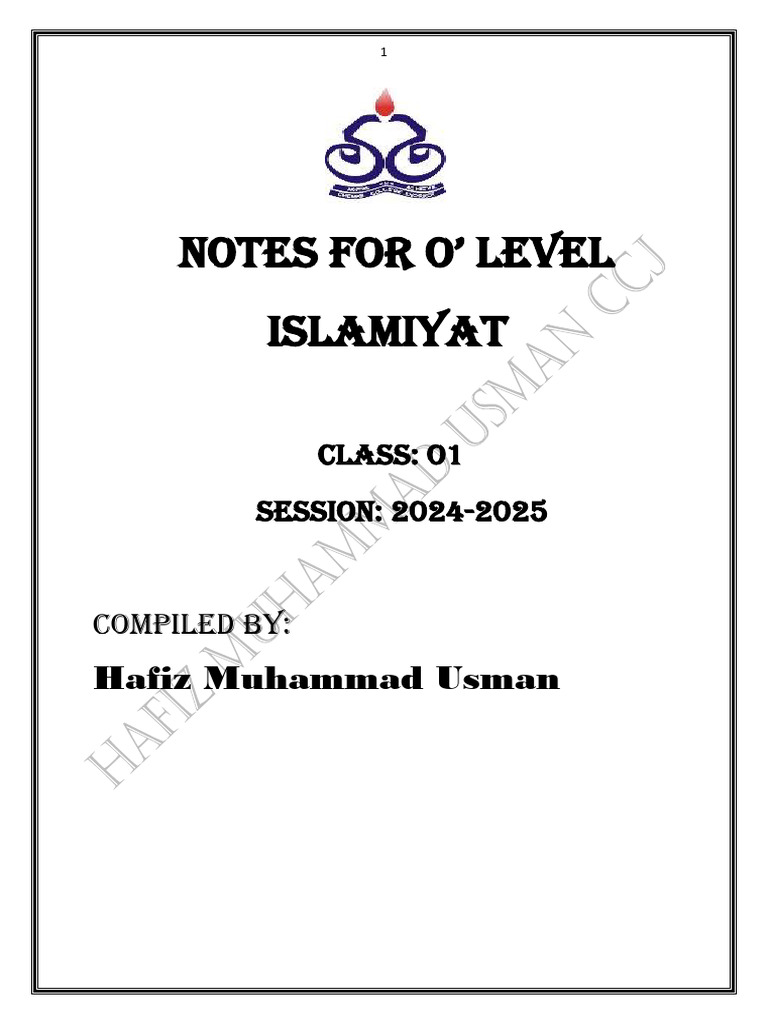 O Level Islamiyat Notes 2024-2025 | PDF | Prophets And Messengers In ...