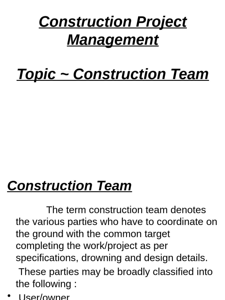 Construction Project Management Topic Construction Team | PDF | Art