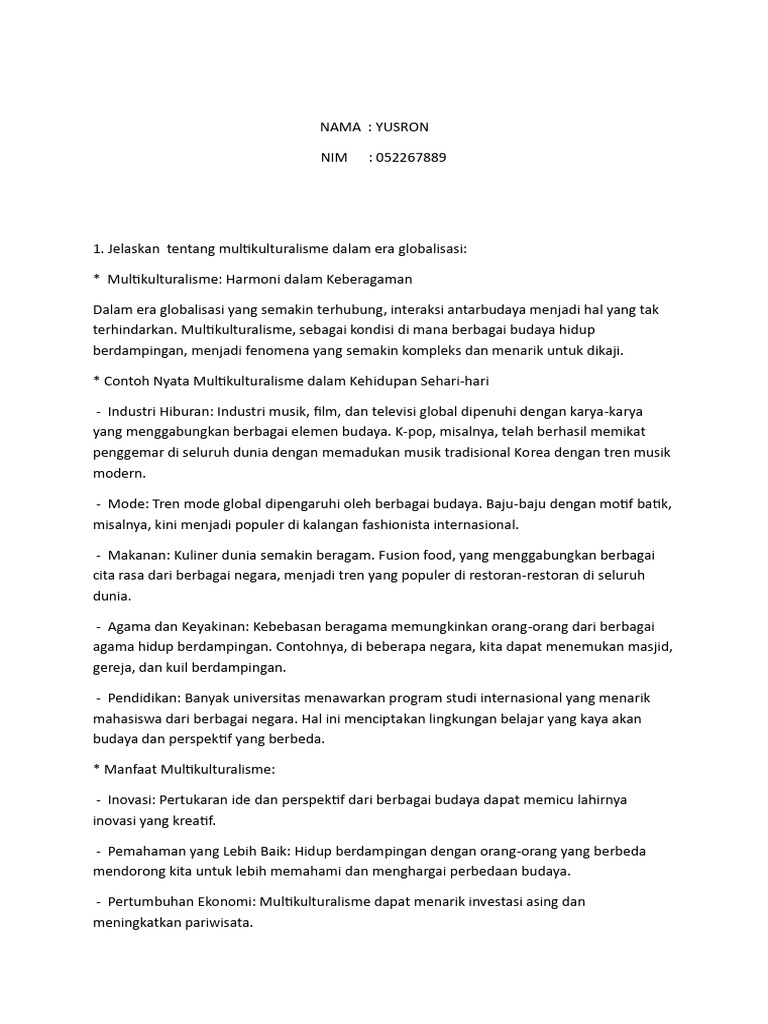 Tugas 2, Yusron, Ilmu Sosial Dan Budaya Dasar. | PDF