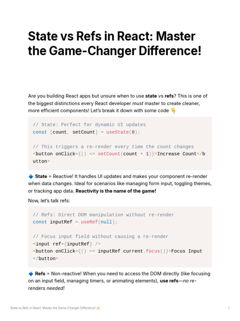 State Vs Refs in React ? | PDF
