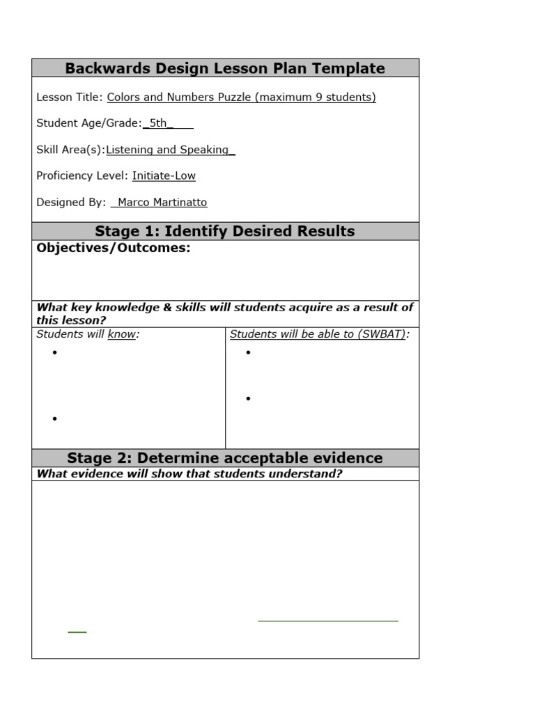 Backwards Design Lesson Plan | PDF | Pedagogy | Education Theory
