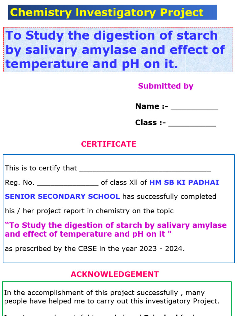 Digestion of Starch by Salivary Amylase | PDF | Digestion | Chemistry