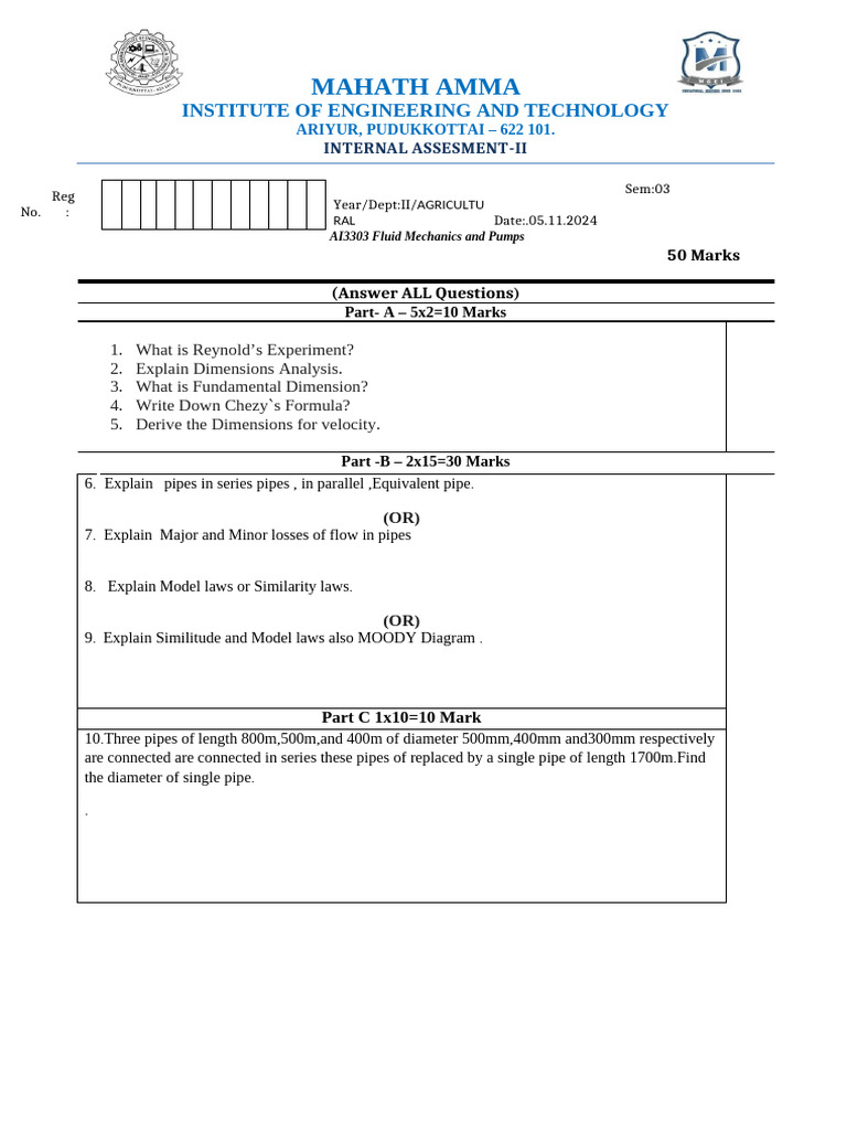 AI Cycle Test-1 Question Paper | PDF