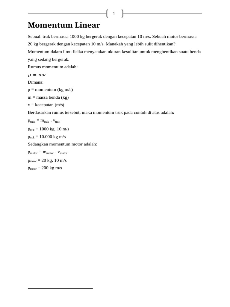 Bahan Ajar Fisika Momentum Impuls Dan Tu | PDF