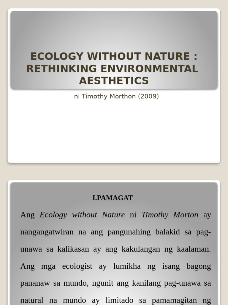 Ecology Without Nature Report | PDF