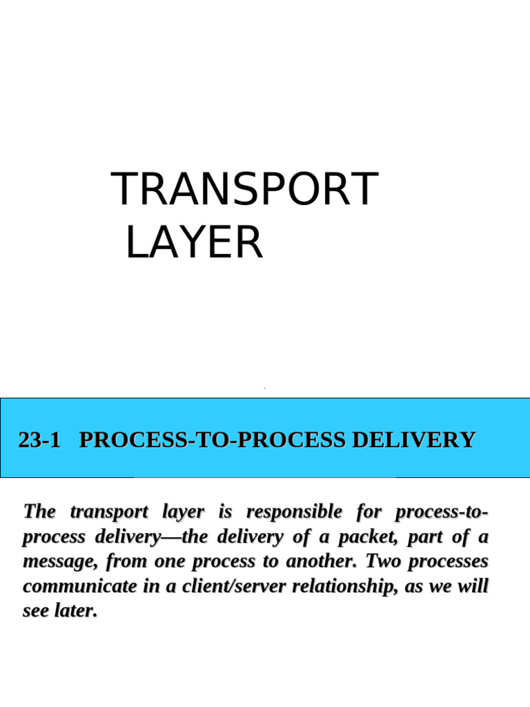 Transport Layer | PDF | Transmission Control Protocol | Port (Computer Networking)