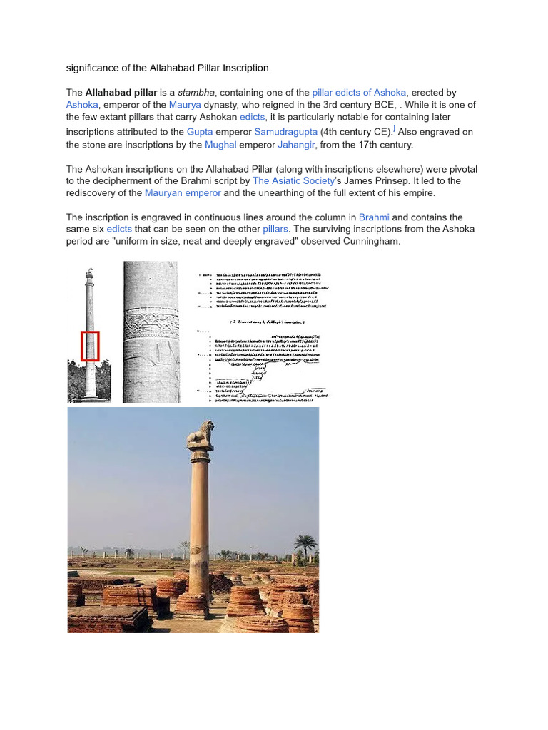 Allahabad Pillar's Historical Inscriptions | PDF | History