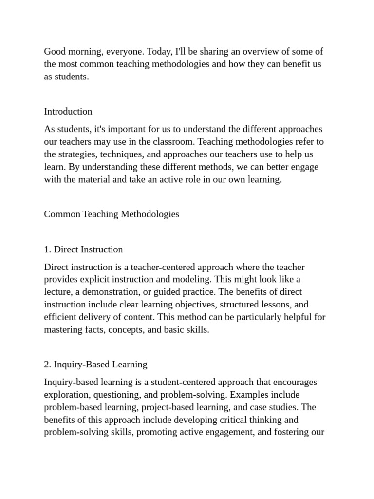 Present About Teaching Methodologies | PDF | Differentiated Instruction ...