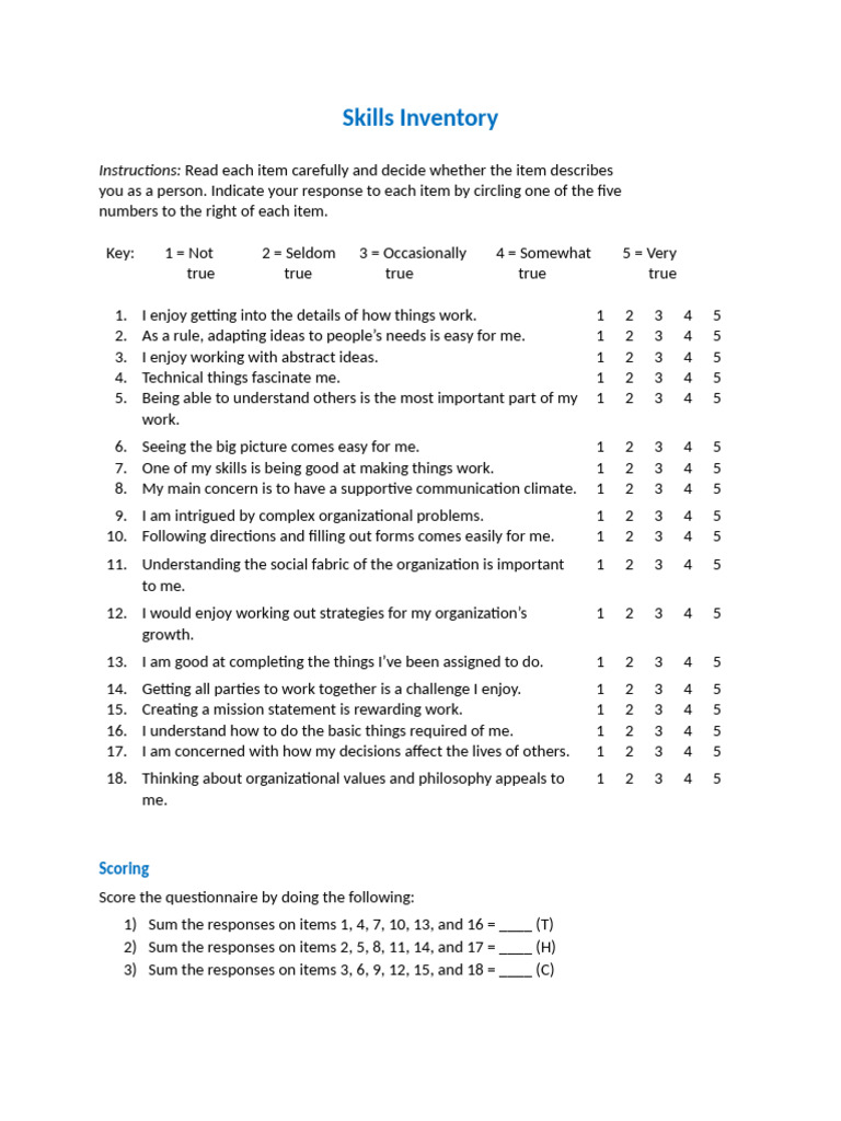 Assignment No. 2 - Skills Inventory | PDF | Self-Improvement